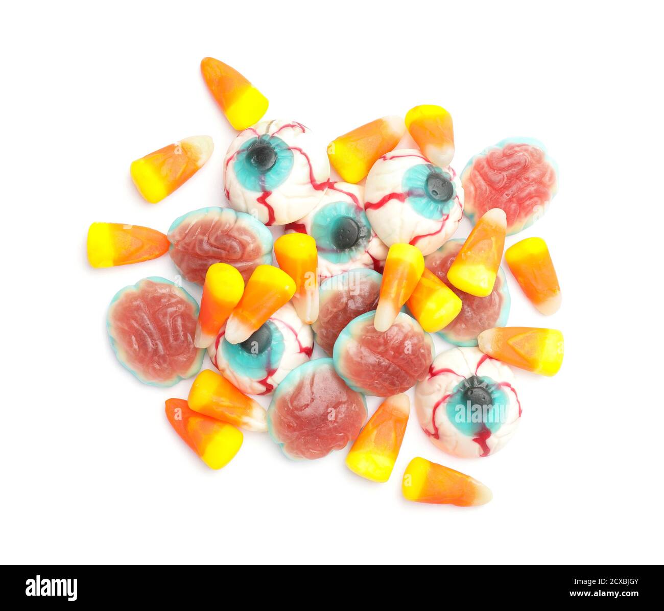 Tasty scary candies for Halloween on white background Stock Photo - Alamy