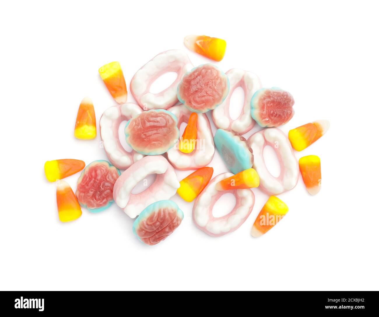 Tasty scary candies for Halloween on white background Stock Photo - Alamy
