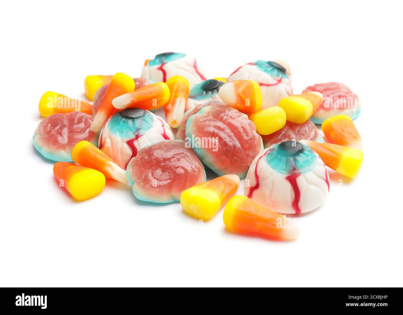 Tasty scary candies for Halloween on white background Stock Photo - Alamy