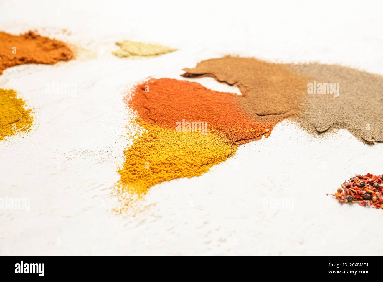 World map made of different spices on light background Stock Photo - Alamy