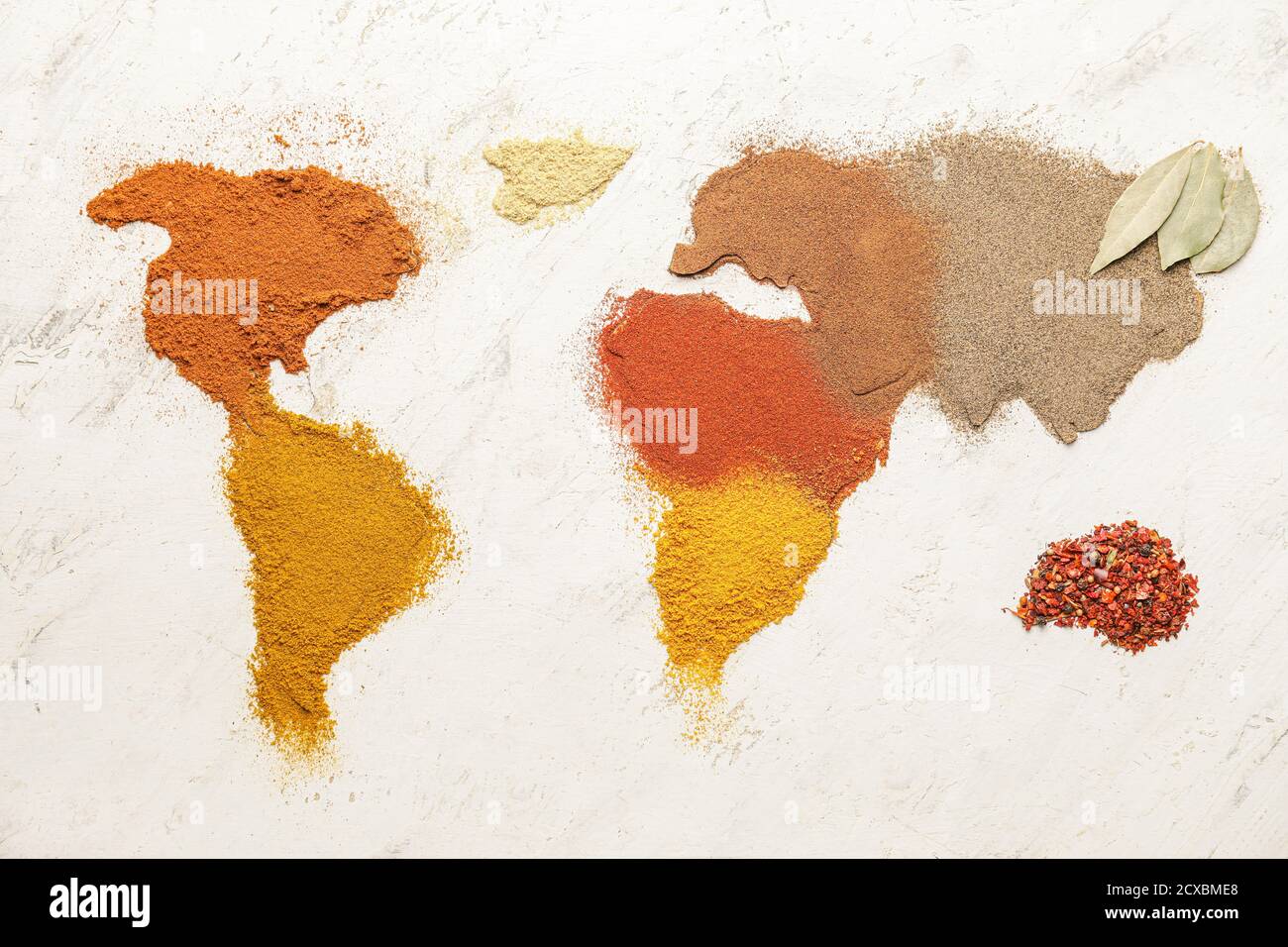 World map made of different spices on light background Stock Photo - Alamy