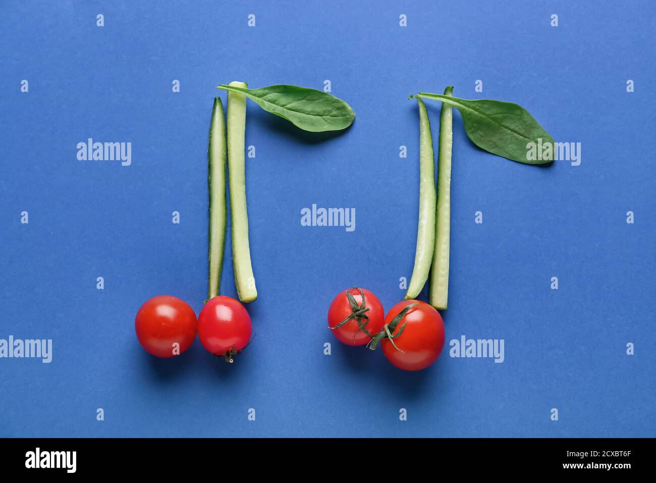 Music notes made of fresh vegetables on color background Stock Photo ...