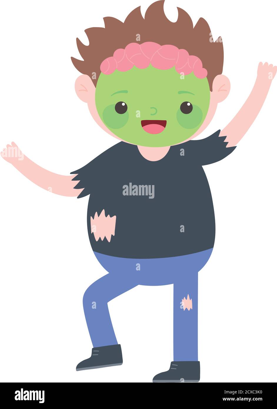 happy halloween, boy zombie costume cartoon character isolated design ...