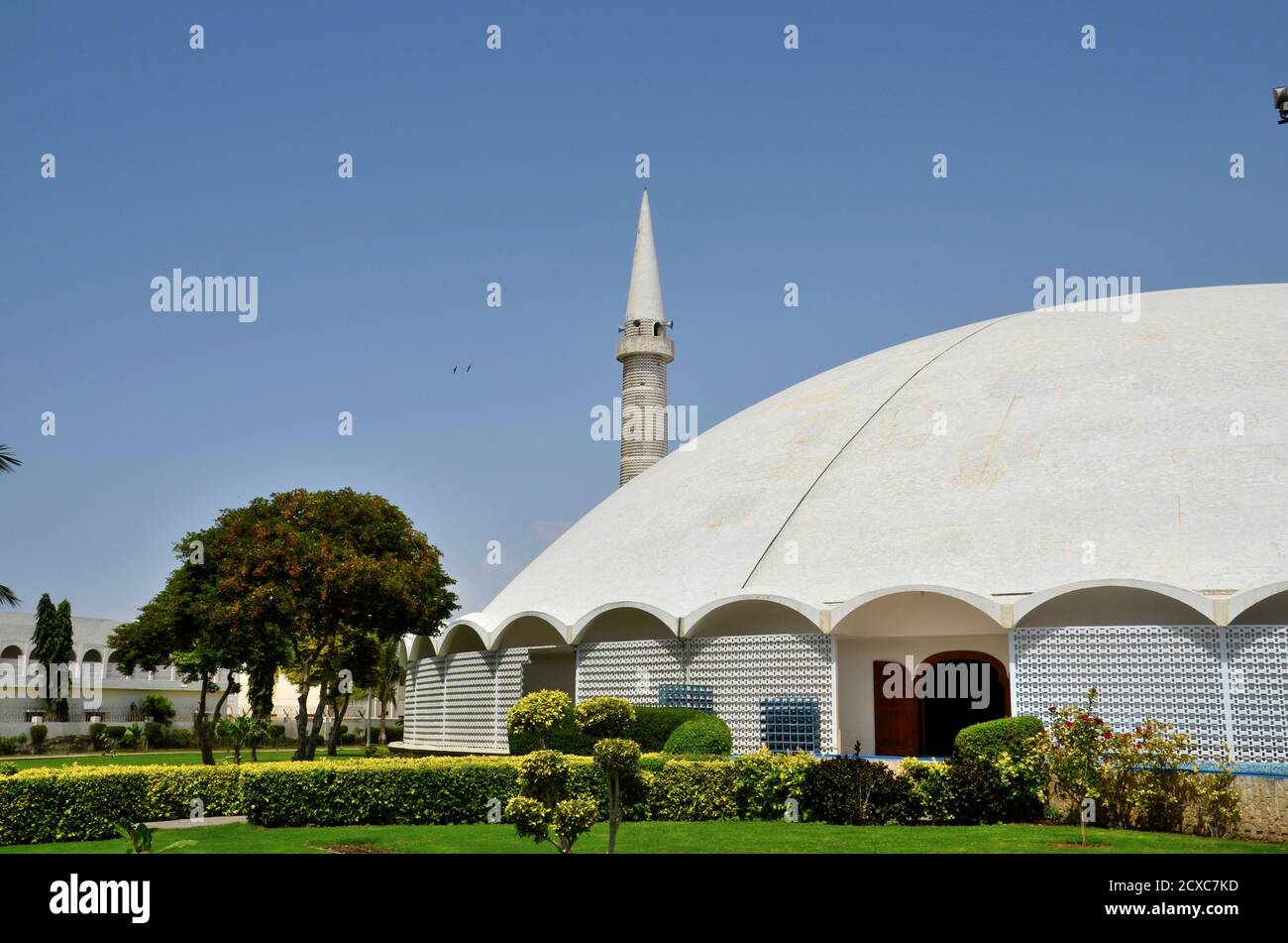 Masjid Tooba or Round Mosque with marble dome minaret and gardens ...