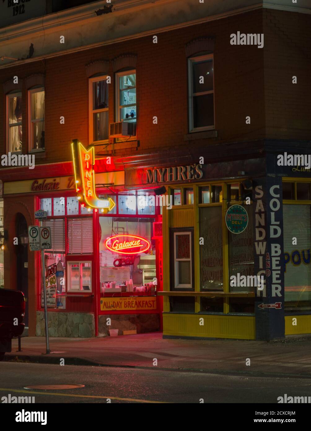 The Galaxie Diner near downtown Calgary on an autumn evening Stock ...