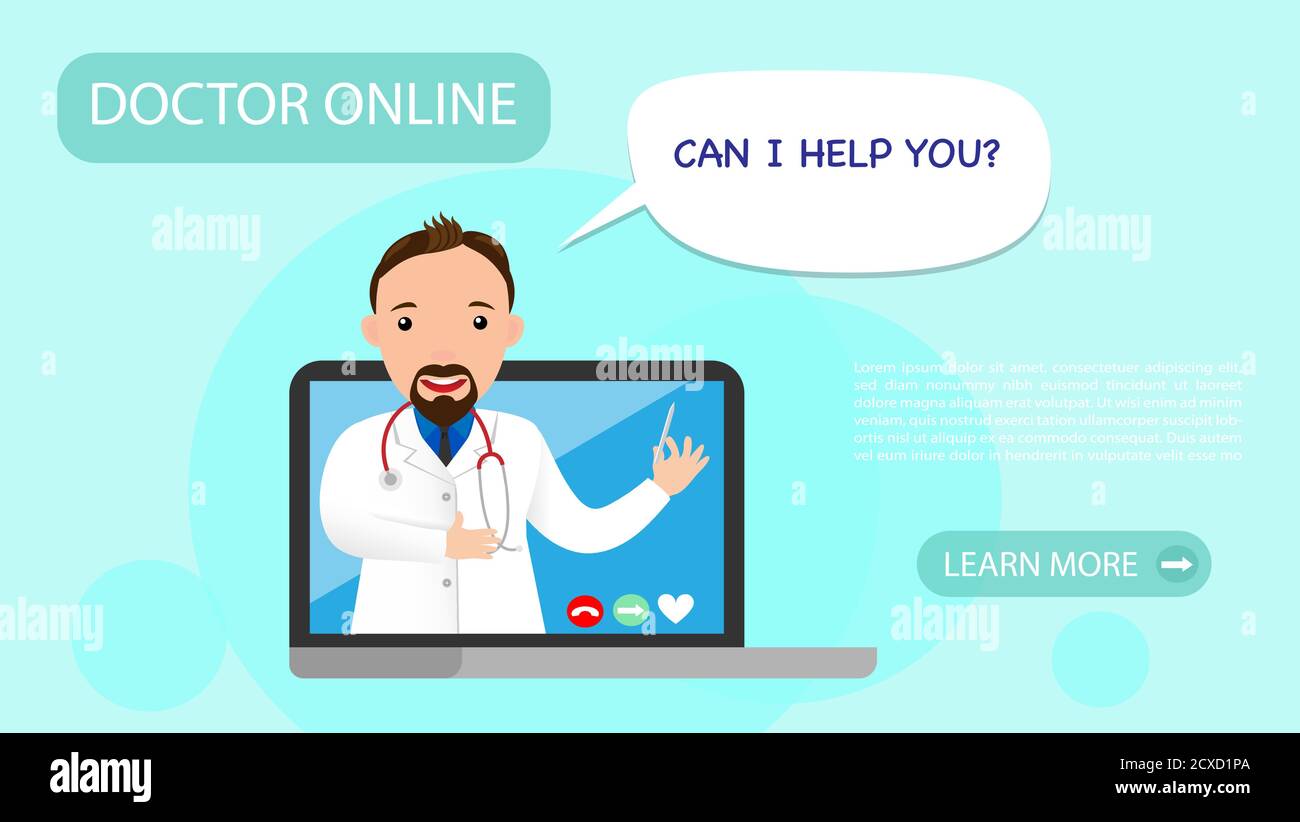 Doctor online on your laptop. Online medicine, consultation and ...