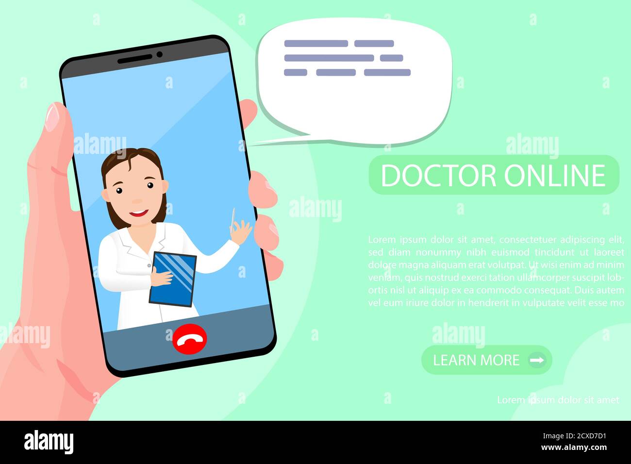 Online doctor consultation via your smartphone. Human hand is holding ...