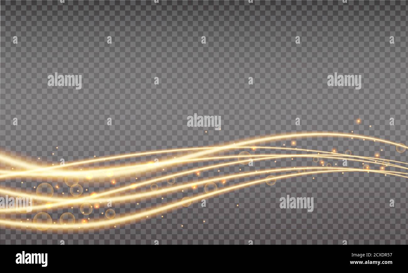 Golden swoosh, magic wave. Gold trail isolated on transparent ...