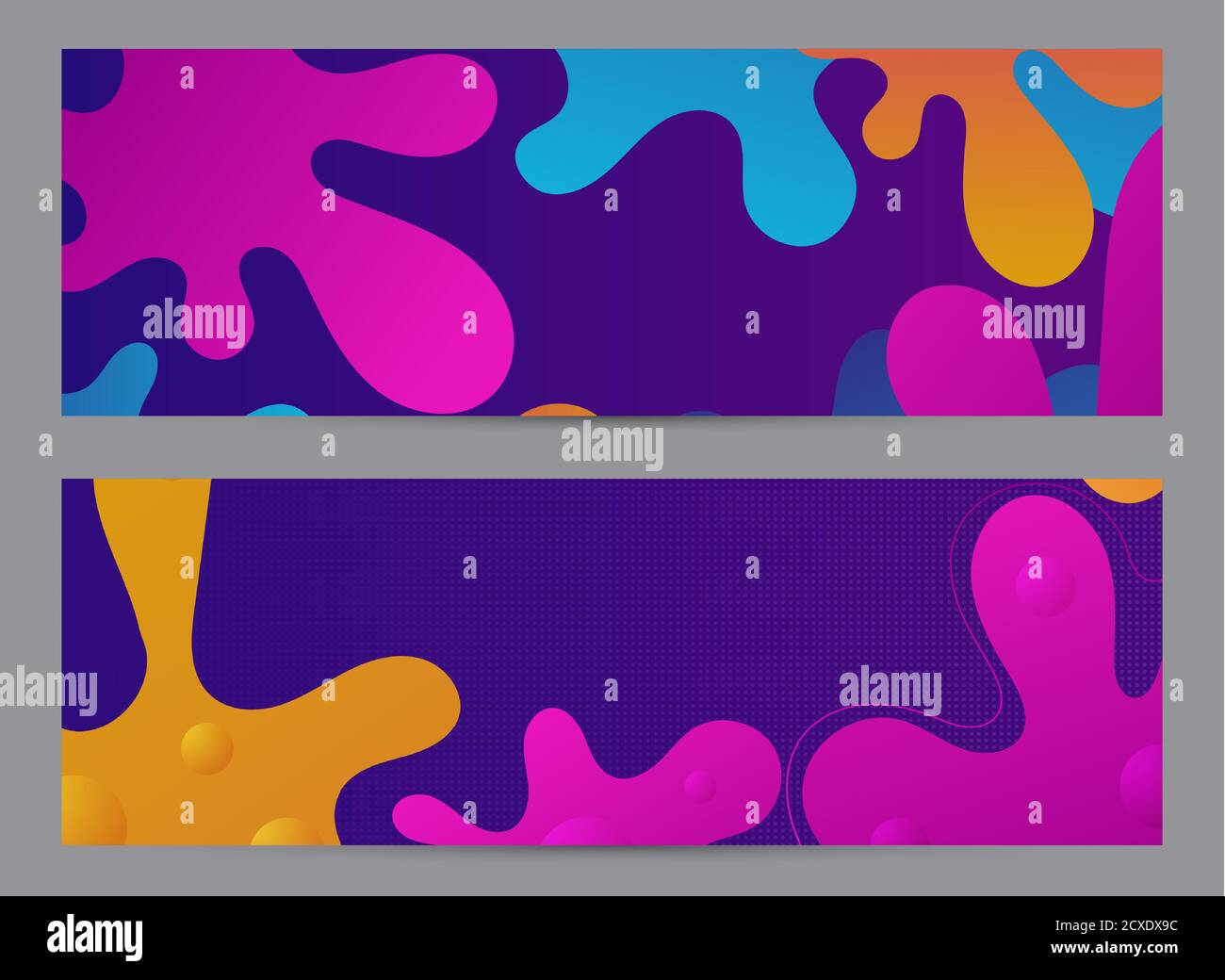 Purple fluid banner design. Liquid gradient shapes composition ...