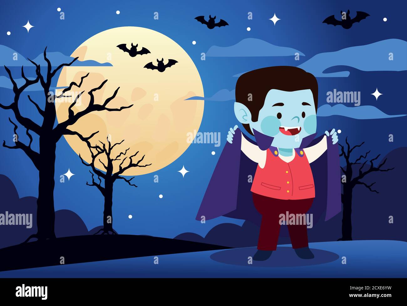 cute little boy dressed as a dracula character vector illustration ...
