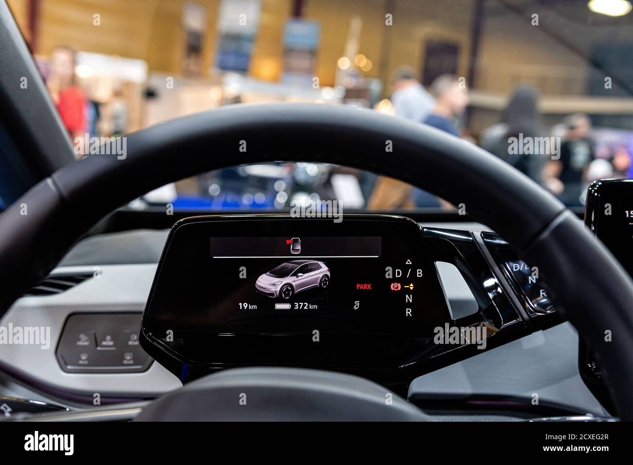 electric car interior digital dashboard with touchscreen functions ...