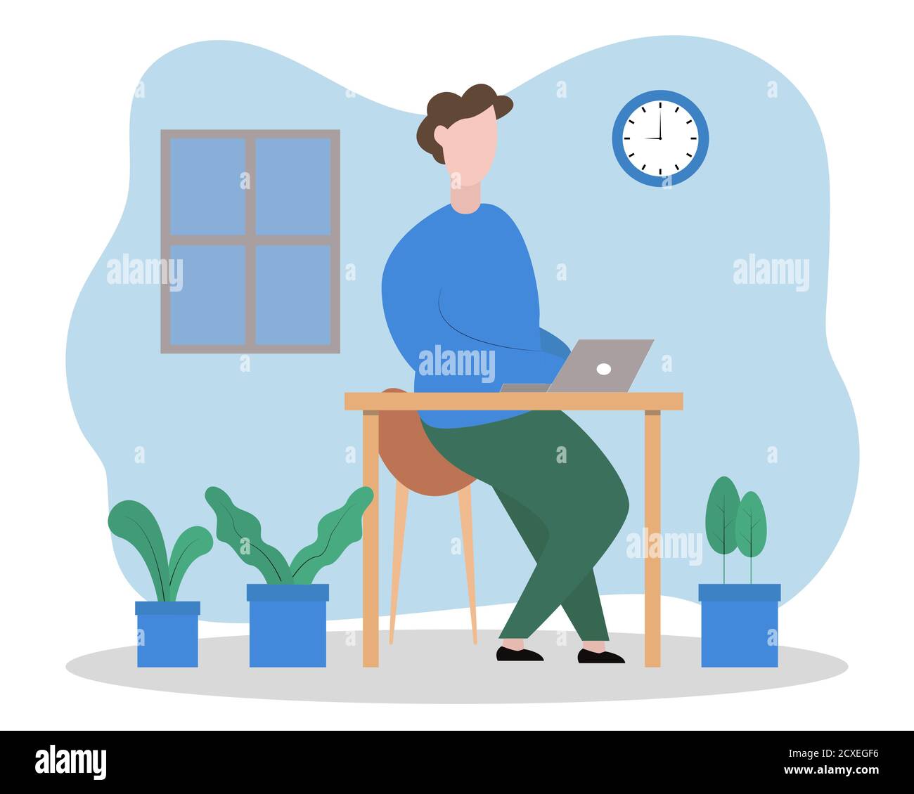 Illustration vector design of man working at his laptop Stock Vector ...