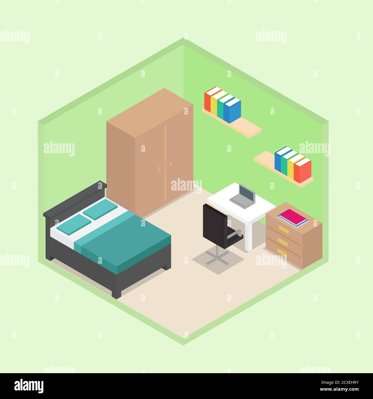 Illustration vector design of study room isometric Stock Vector Image ...