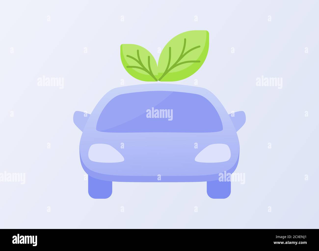 Green car concept leaf on car white isolated background with flat style ...
