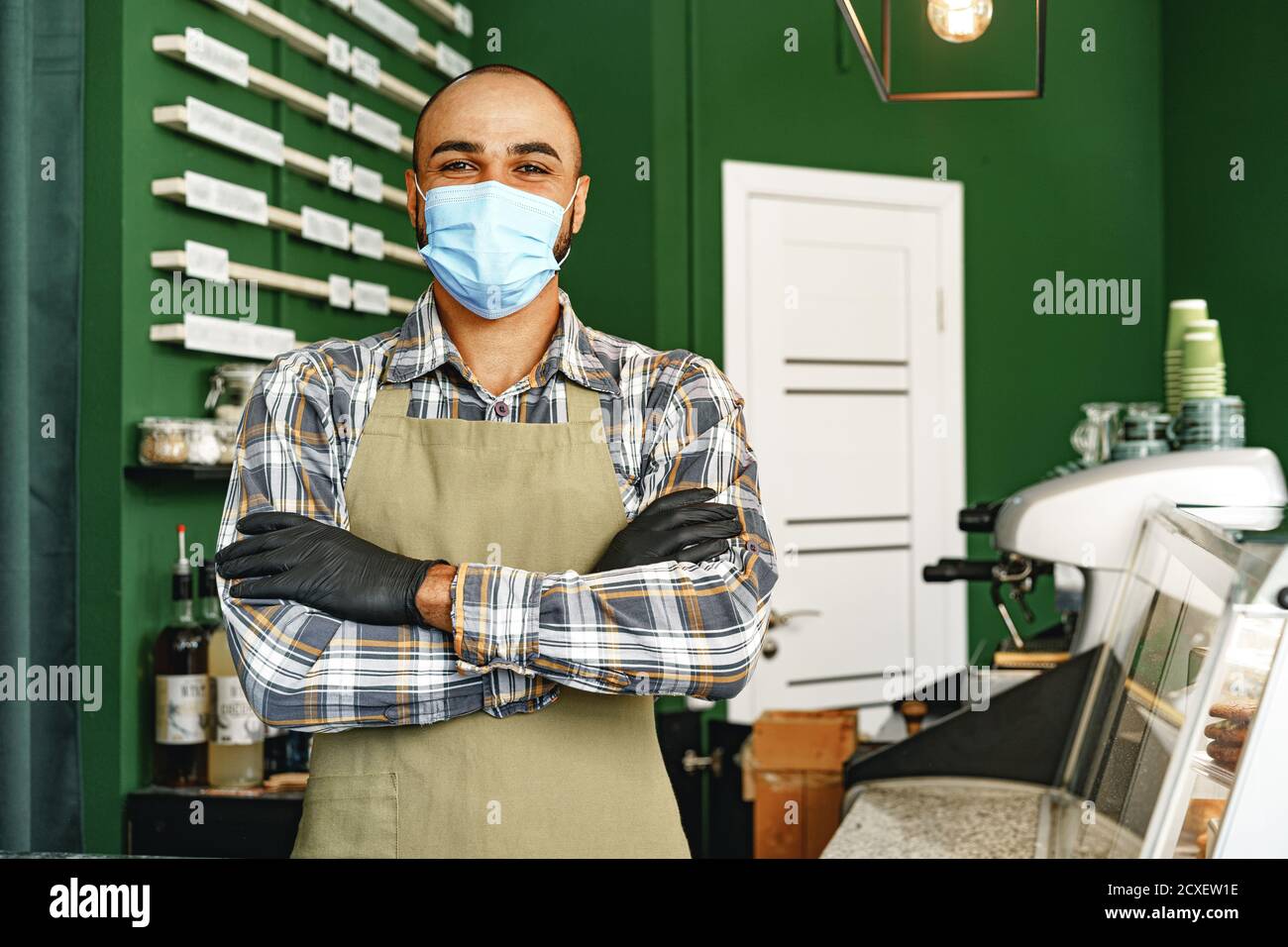 Man barista wearing medical hi-res stock photography and images - Alamy
