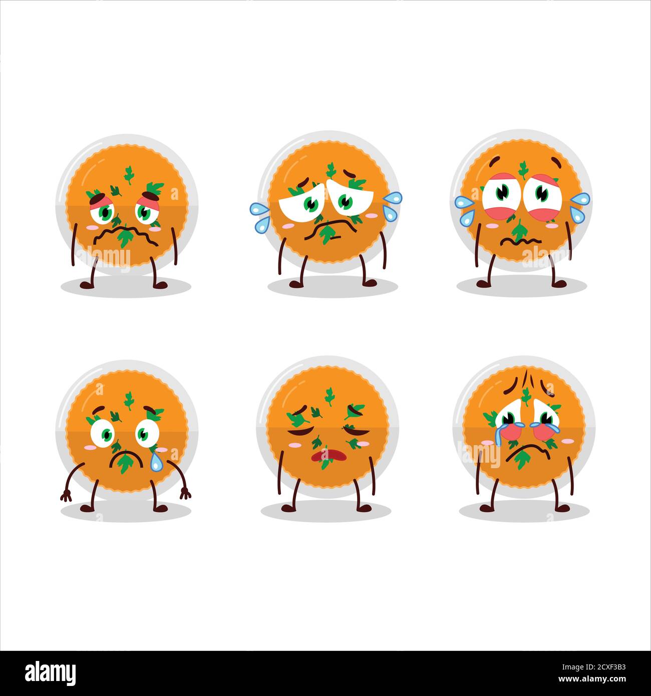 Mashed orange potatoes cartoon character with sad expression Stock ...
