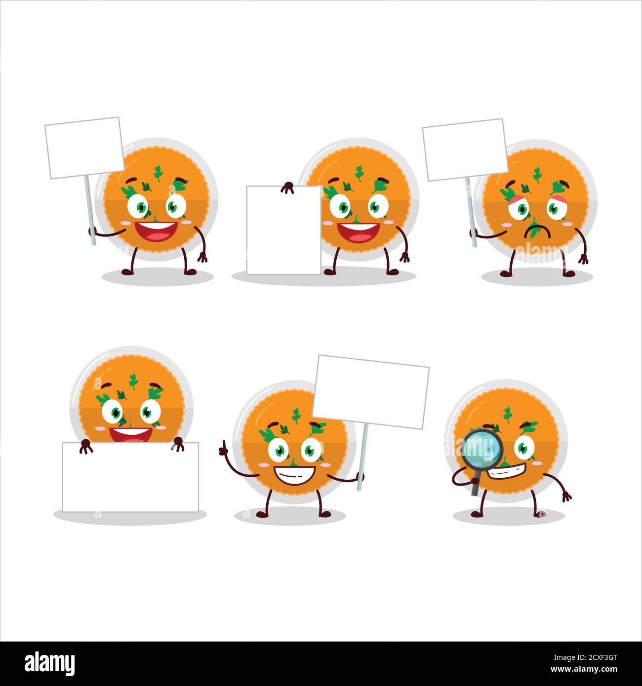 Mashed orange potatoes cartoon character bring information board Stock ...