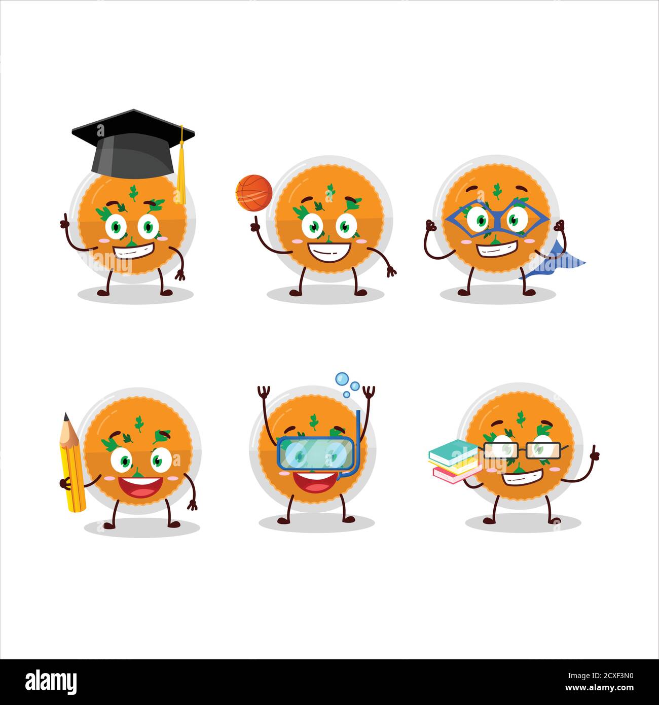 School student of mashed orange potatoes cartoon character with various ...