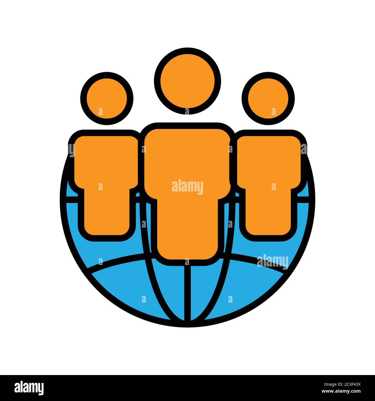 Business team flat icon. Global business network work icon. Design ...