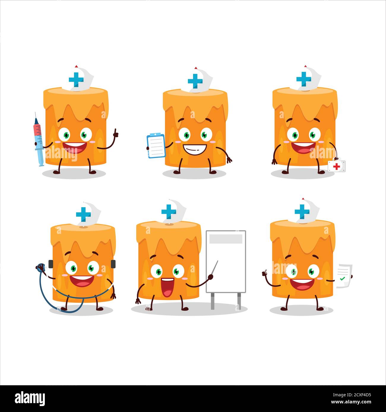 Doctor profession emoticon with orange candle cartoon character Stock ...