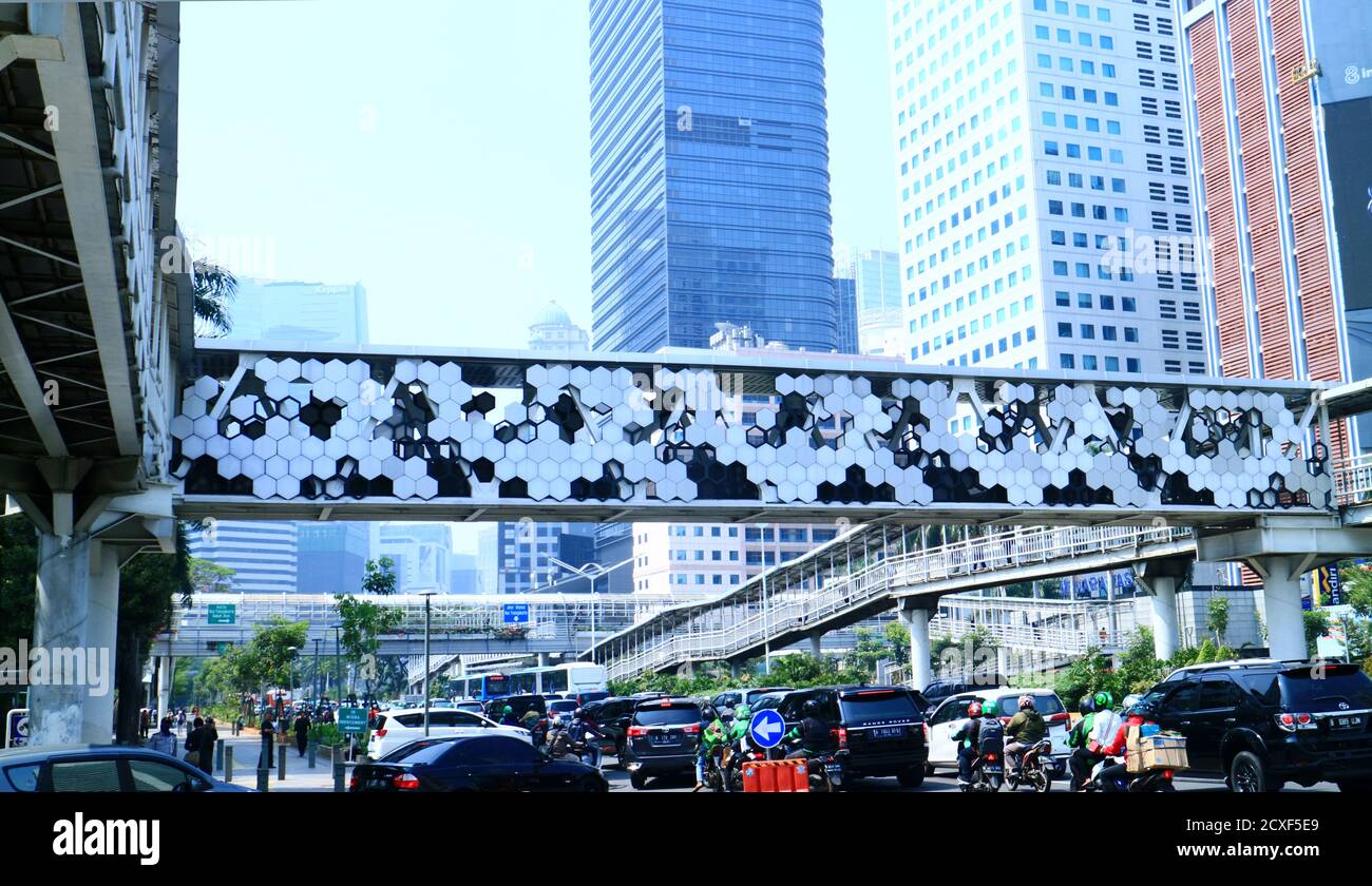 Jakarta, Indonesia - Nocember 7, 2019: Pedestrian crossing bridge (JPO ...