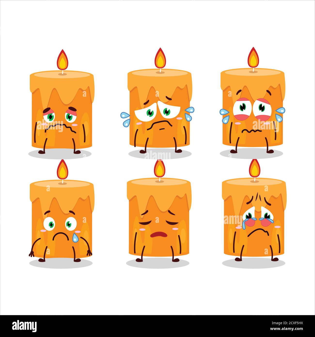 Orange candle cartoon character with sad expression Stock Vector Image ...