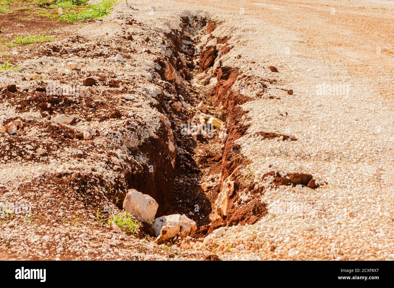Opened Trench For Water System Stock Photo - Alamy