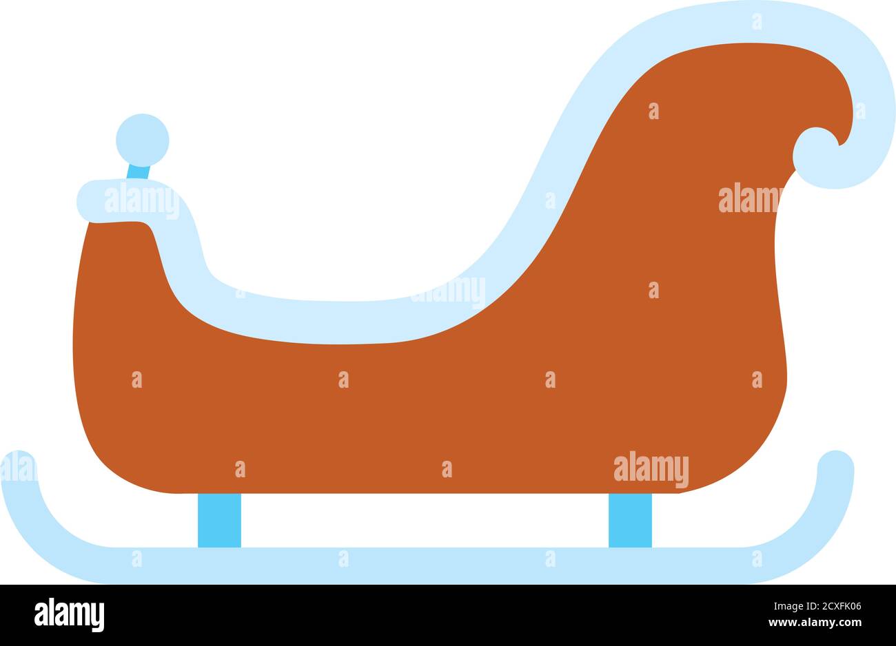 christmas sled icon over white background, flat style, vector ...