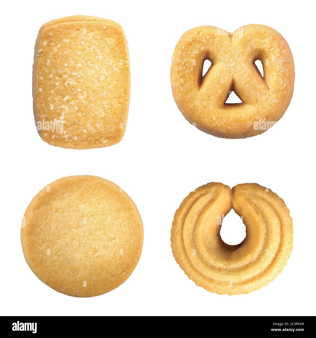Danish butter cookies isolated on white background Stock Photo - Alamy