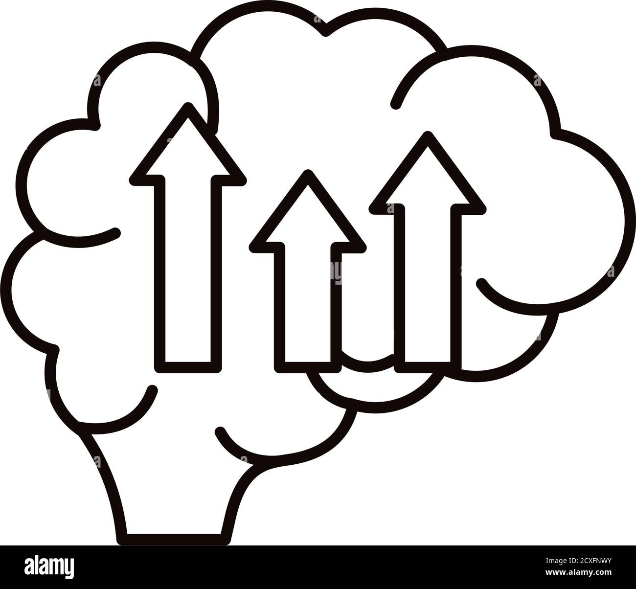 brain human with arrows up line style icon vector illustration design ...