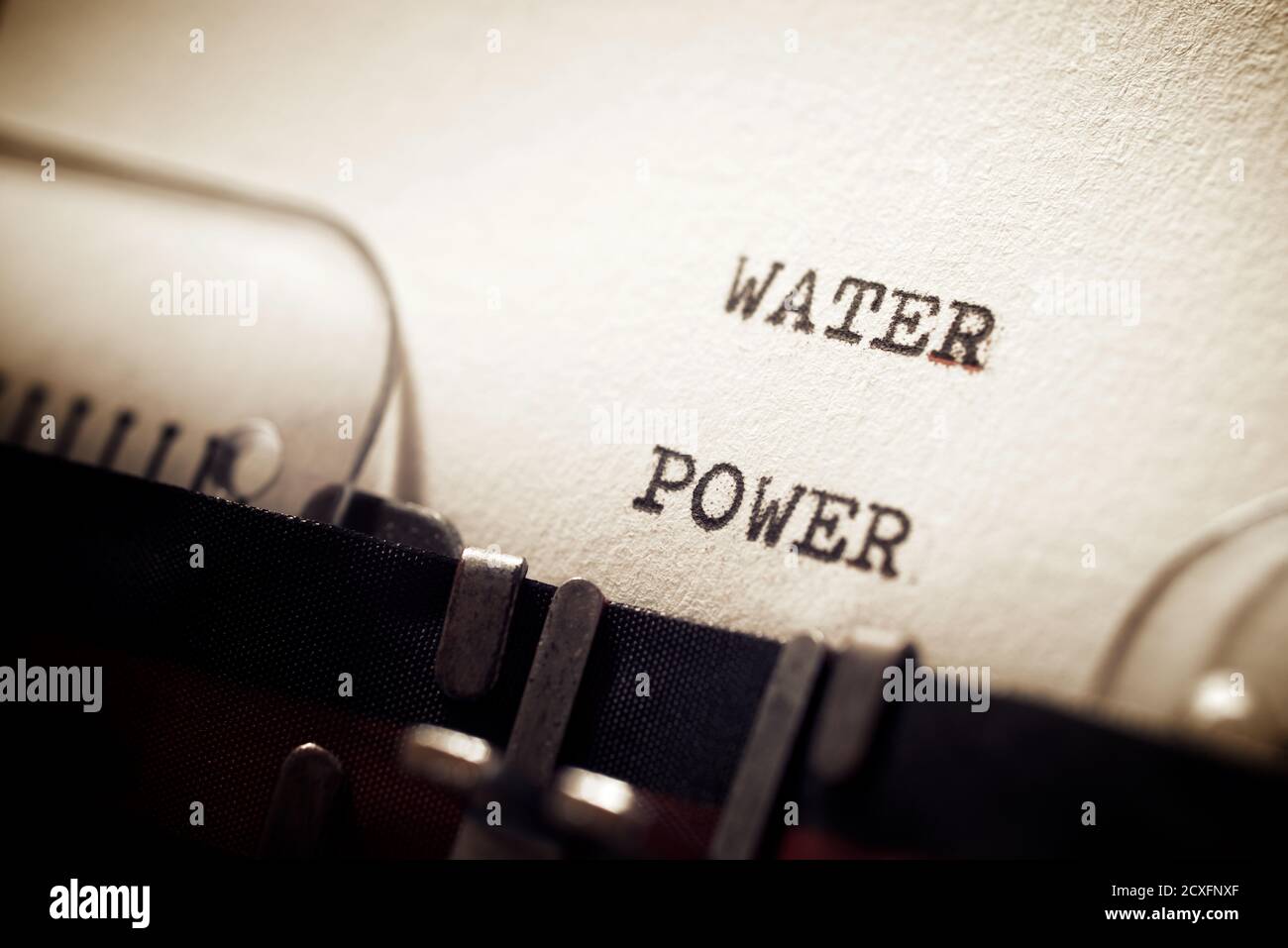 Water power phrase written with a typewriter Stock Photo - Alamy