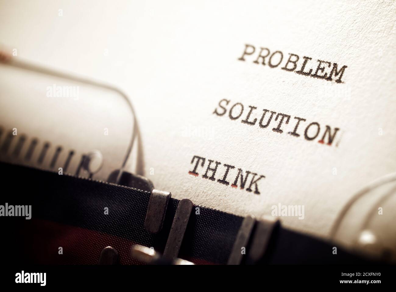Problem solution think phrase written with a typewriter Stock Photo - Alamy