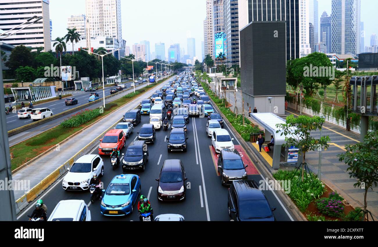 Traffic jam at rush hour in jakarta hi-res stock photography and images - Alamy