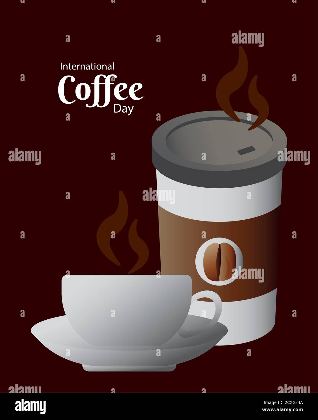 international coffee day poster with cup and plastic container vector ...