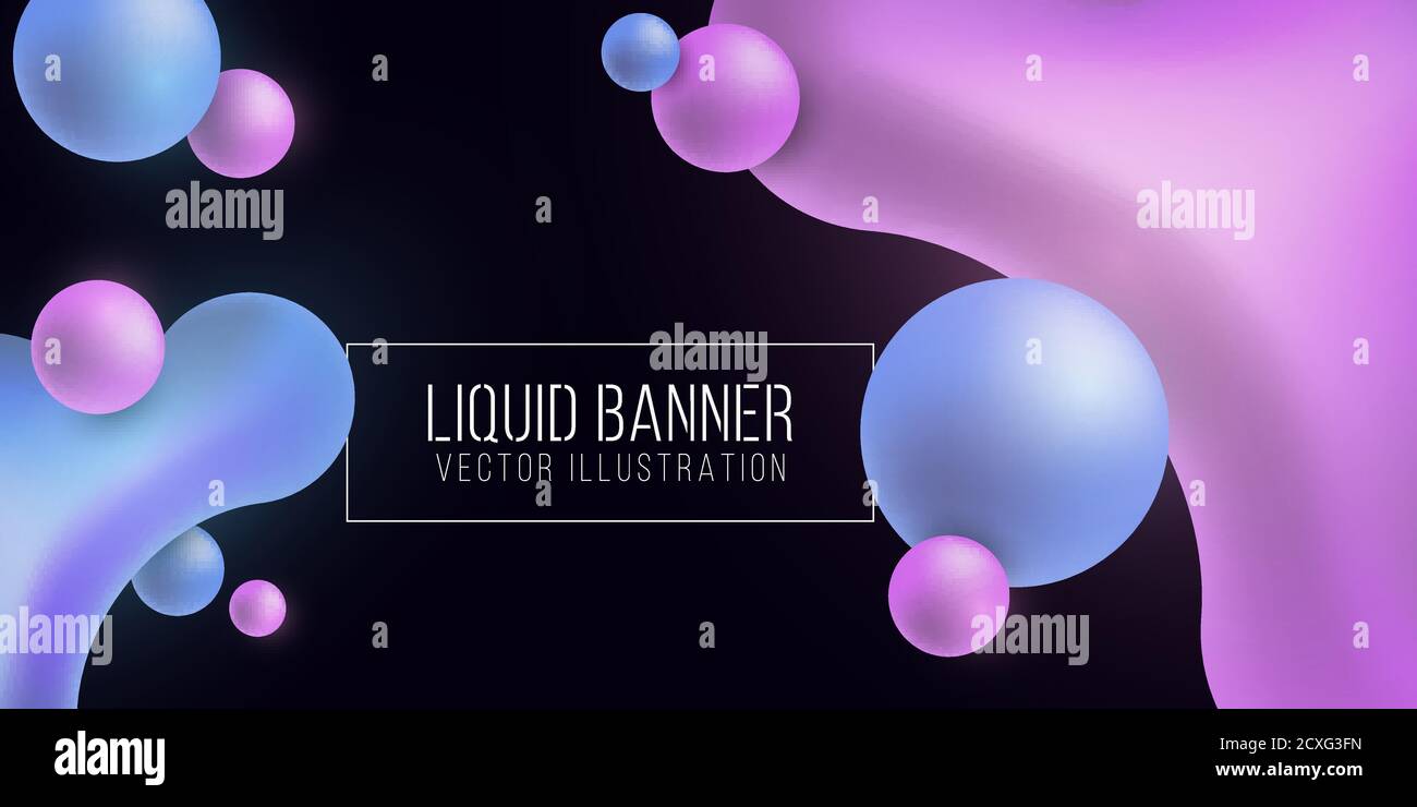 Liquid gradient shapes on a dark background. Futuristic banner. Fluid ...