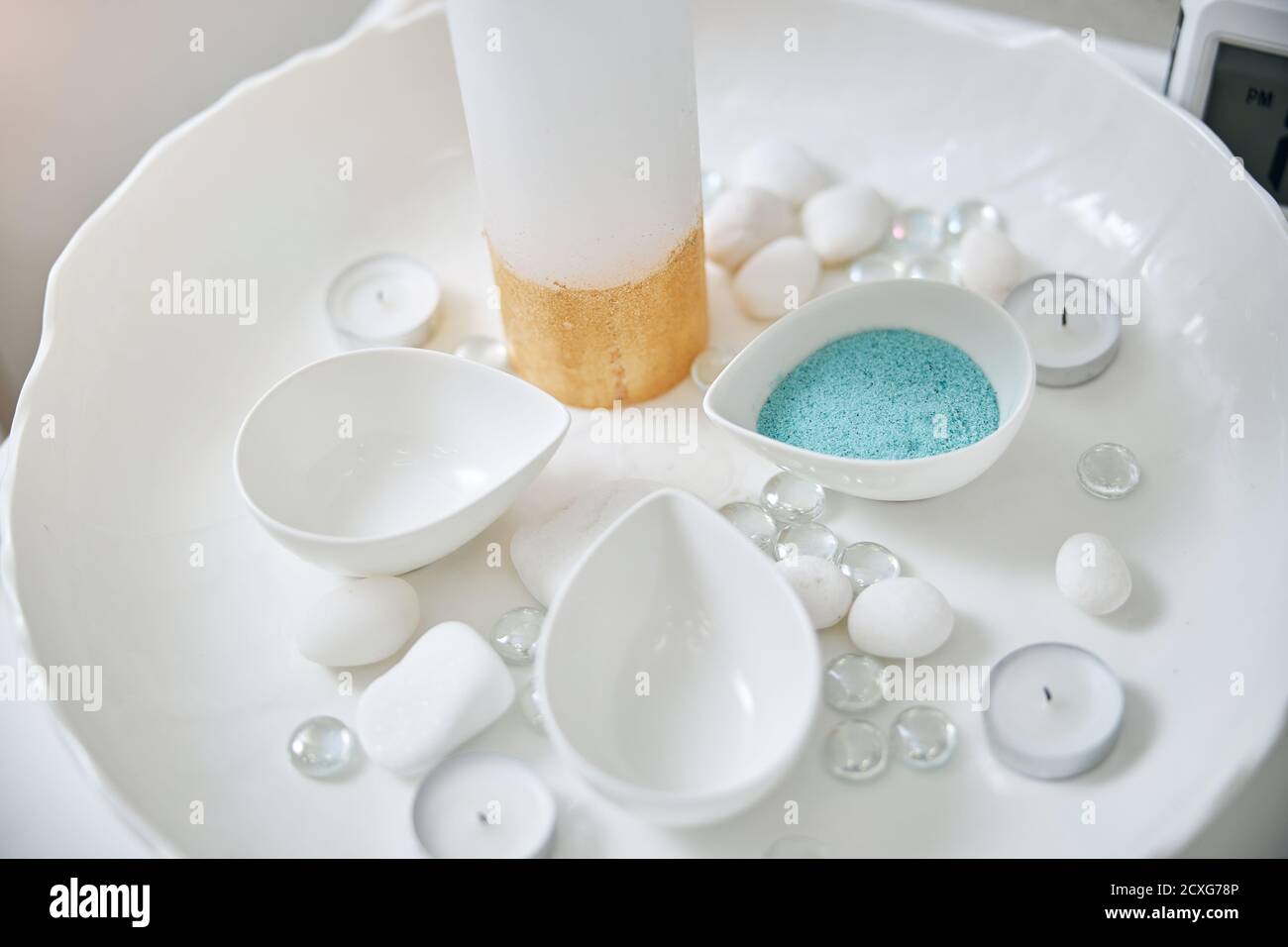 Set of accessories and tools for bathing or spa procedure Stock Photo ...