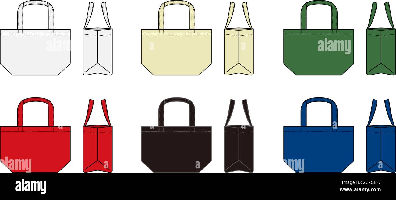 Small tote bag (ecobag , shopping bag) template vector illustration set ...