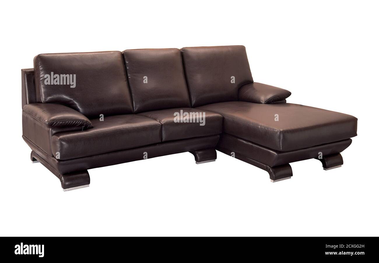 Elegant brown couch isolated on white background Stock Photo - Alamy