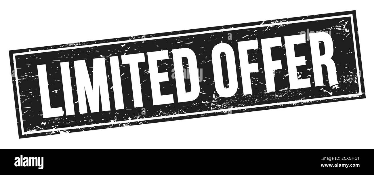 LIMITED OFFER text on black grungy rectangle stamp sign Stock Photo - Alamy