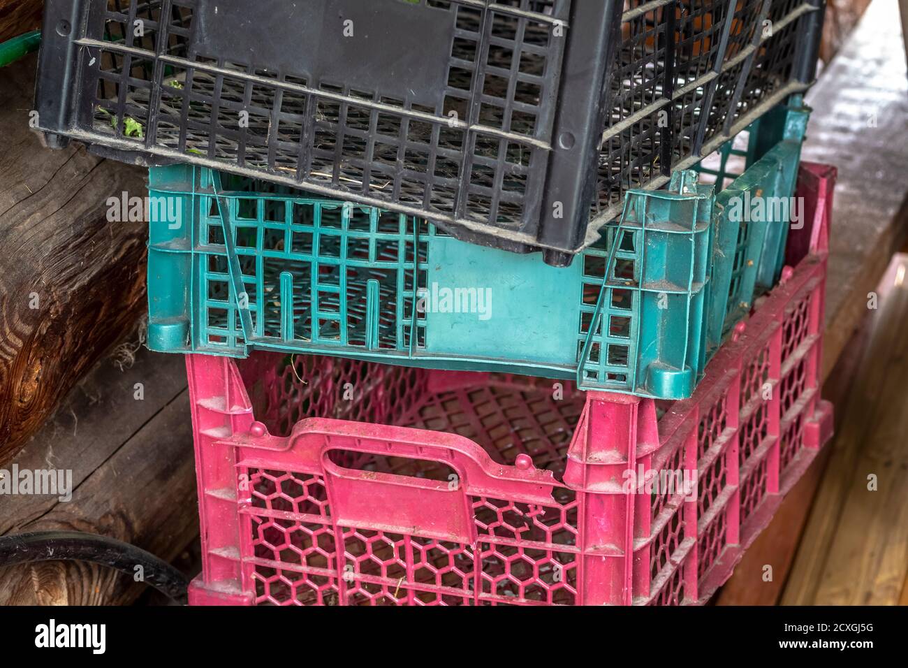 Empty plastic containers for transportation and storage of goods Stock ...