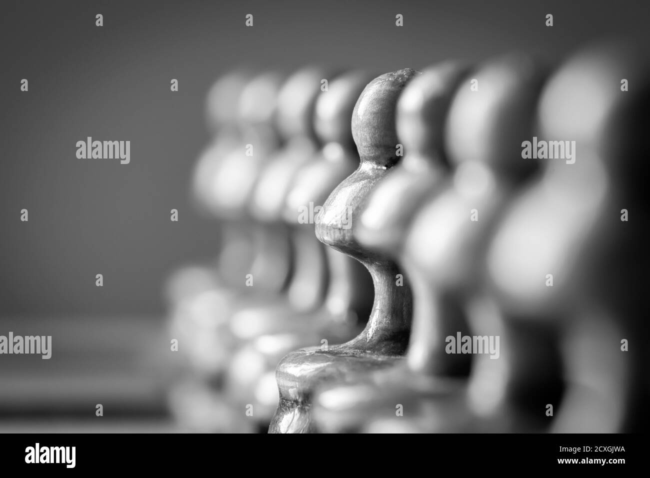 A row of pawns on a chessboard close-up Stock Photo - Alamy