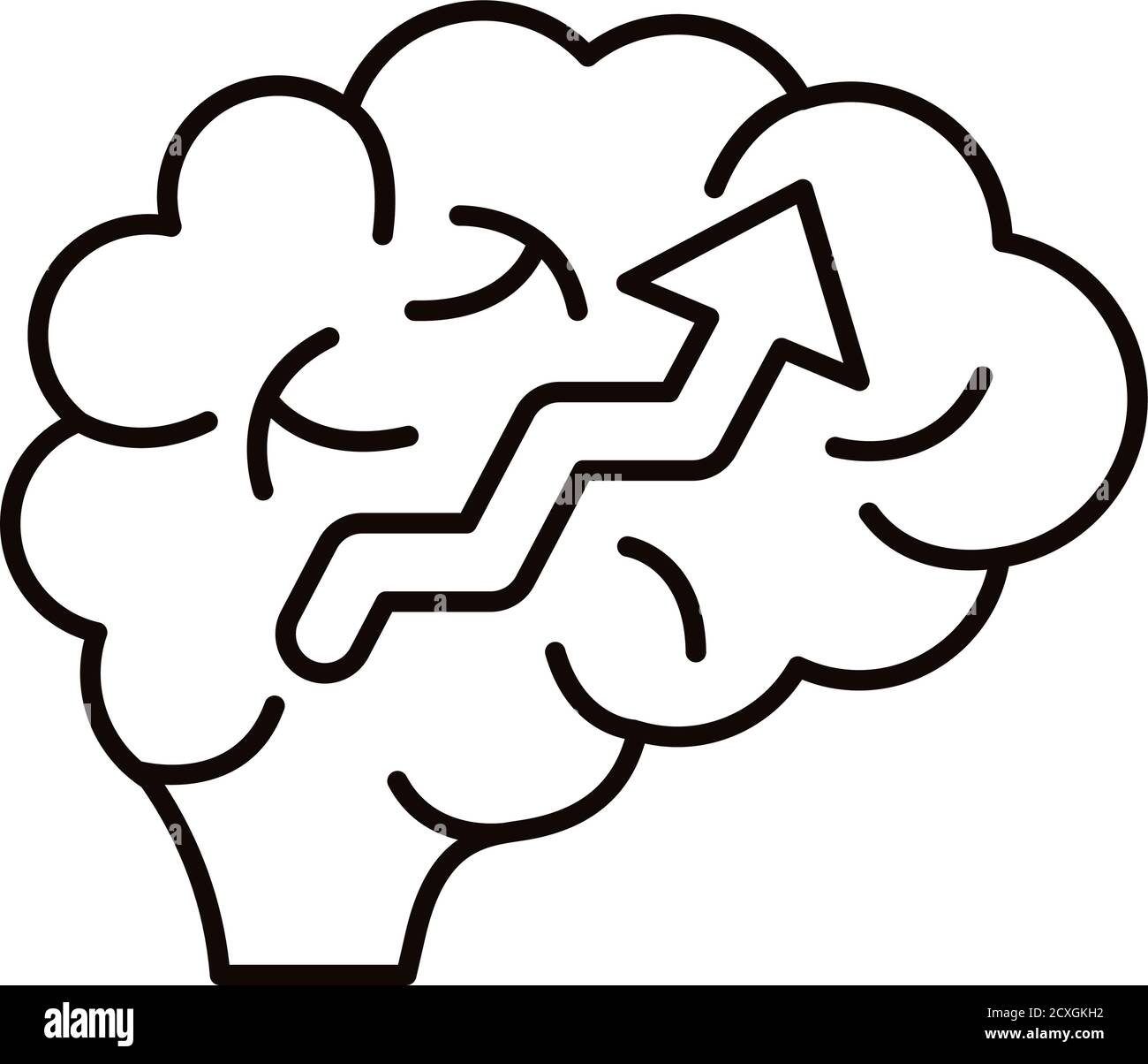 brain human with arrow up line style icon vector illustration design ...