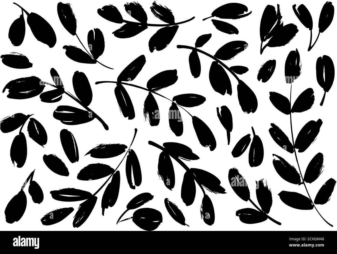 Brush branches with leaves vector collection Stock Vector Image & Art ...