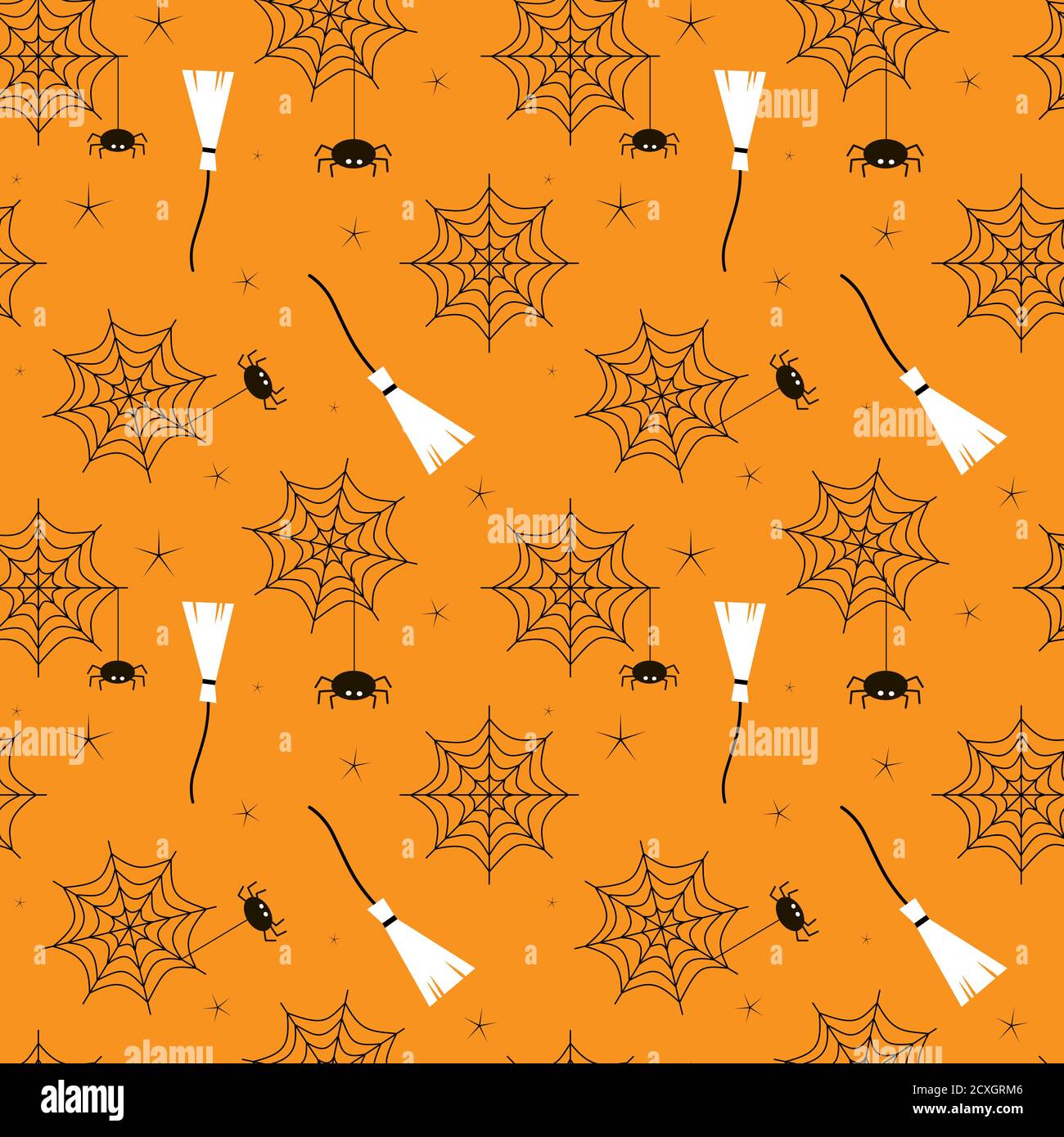 Flat vector illustration. Halloween seamless pattern with cobwebs ...