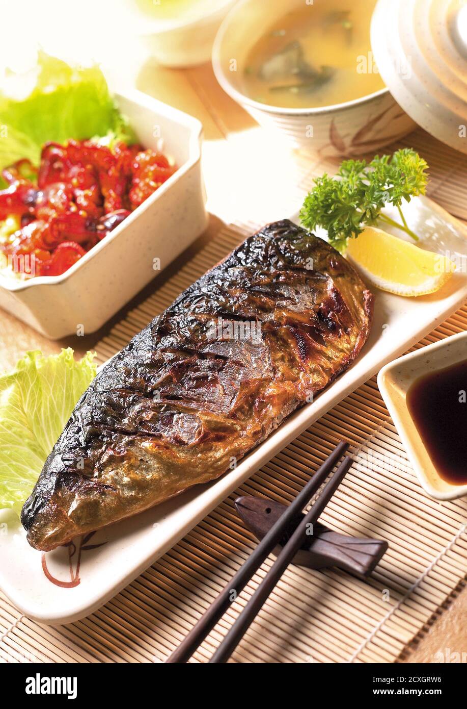Saba grilled fish hi-res stock photography and images - Alamy