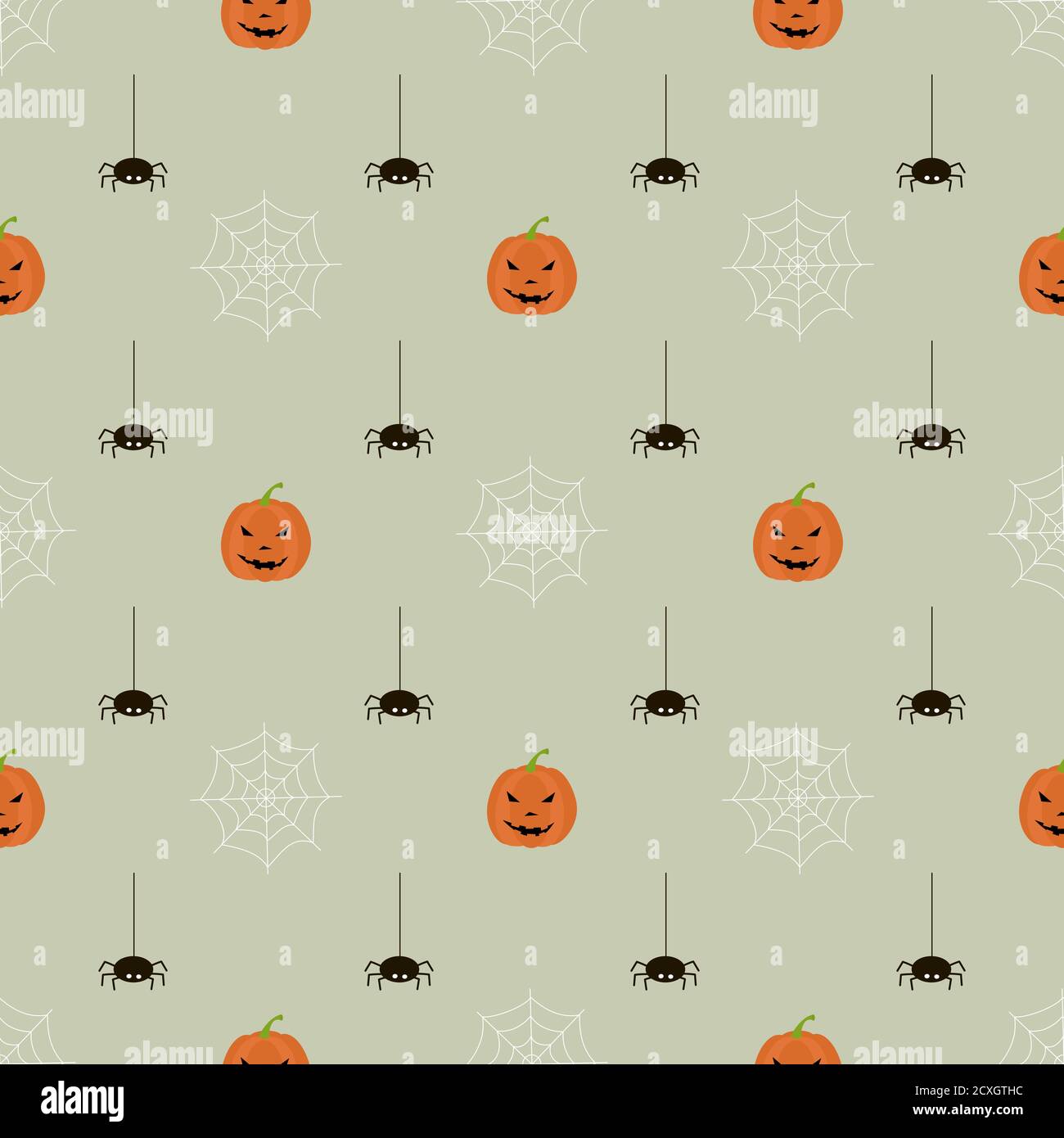 Flat vector illustration. Halloween seamless pattern with pumpkin ...