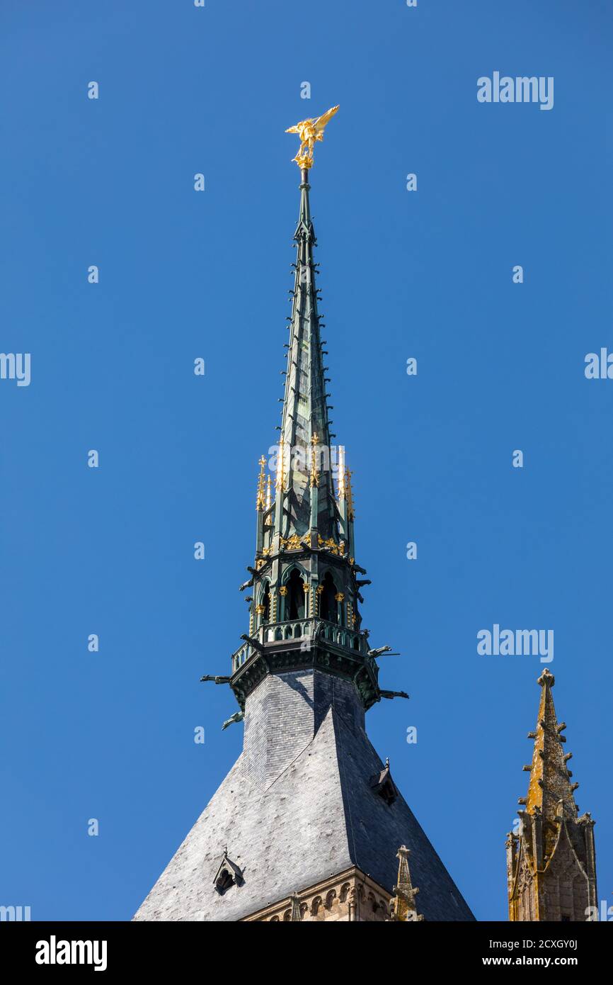 Mont Saint-Michel, the monastery and village on a tidal island between ...