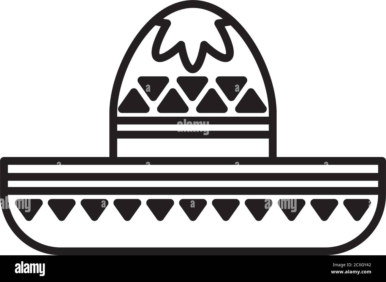 icon of mexican hat over white background, line style, vector ...