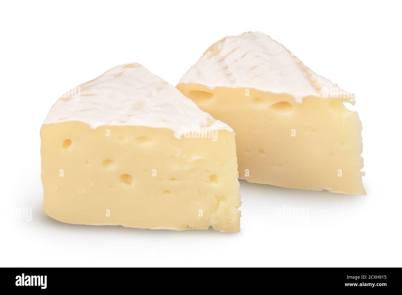Camembert cheese sliced isolated on white background with clipping path ...