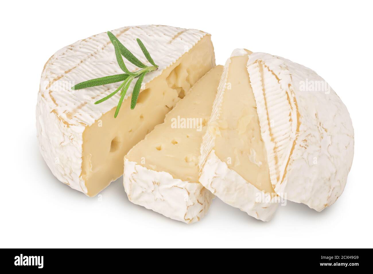 Camembert cheese sliced isolated on white background with clipping path ...
